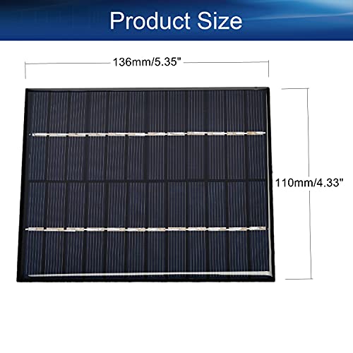 Heyiarbeit 1 Pcs 12V 2W Small Polysilicon Epoxy Resin DIY Solar Panel Module 136mm x 110mm/5.35" x 4.33" for Cell Charger