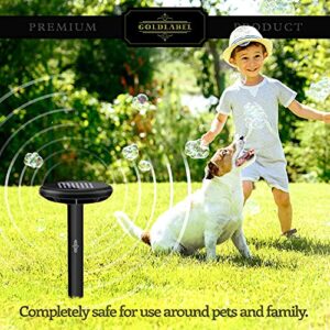 Gold Label Premium Waterproof Ultrasonic Solar Animal Repellent | Long Lasting Humane Solar Pest Control Spikes for Groundhog, Gopher, Vole, Mole, Snake, Chipmunk, Racoon, Squirrel, Mice | 10 Pack