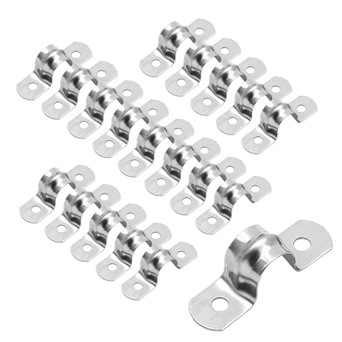 Bonsicoky 30Pcs M12 Rigid Pipe Strap, 1/2" Stainless Steel 2 Holes Cable U Bracket Pipe Clamp for Fixing Pipe or Cable, 0.47" Width