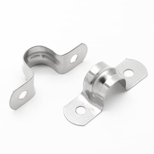 Bonsicoky 30Pcs M12 Rigid Pipe Strap, 1/2" Stainless Steel 2 Holes Cable U Bracket Pipe Clamp for Fixing Pipe or Cable, 0.47" Width