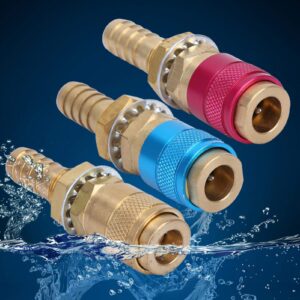 3pcs M10 Red Yellow Blue Water Cooled Gas Adapter Quick Connector Fitting Tig Cooler Welding Quick Connectors for Tig Welding Torch