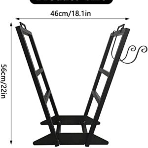 YANGSHUO Firewood Rack Indoor - 23-Inch Fireplace Firewood Holder with Kindling Holder，Heavy Duty Indoor Wood Log Rack