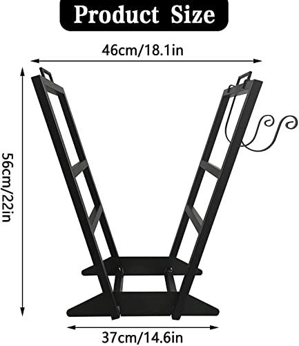 YANGSHUO Firewood Rack Indoor - 23-Inch Fireplace Firewood Holder with Kindling Holder，Heavy Duty Indoor Wood Log Rack