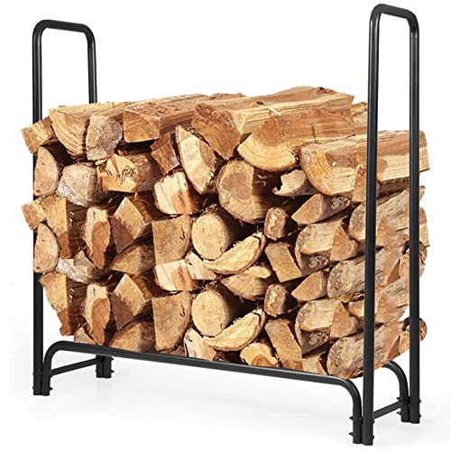 Rocky Mountain Goods Firewood Rack Outdoor/Indoor - Wood Storage Firewood Holder - Heavy Duty Steel Log Rack - Easy Install in Minutes - Included Hardware - Keeps Firewood Up and Dry - 4 Foot