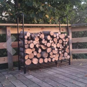 Rocky Mountain Goods Firewood Rack Outdoor/Indoor - Wood Storage Firewood Holder - Heavy Duty Steel Log Rack - Easy Install in Minutes - Included Hardware - Keeps Firewood Up and Dry - 4 Foot