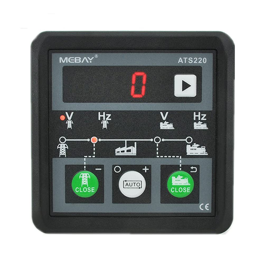 YOKDEN ATS220 Generator Genset Controller Panel ATS Control Auto Transfer Switch Dual Power DC 8V-36V Single Phase, 78*78*55mm (3.07*3.07*2.17in)