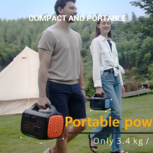 296wh Portable Power Station FUENTE LUZ Solar Generator Backup Lithium Battery Power Supply (Solar Panel Not Included)110V Pure Sine Wave AC Outlet For Outdoor Camping Travel Emergency (300, Orange)