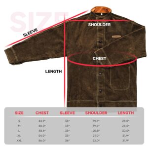 YESWELDER Leather Welding Jacket for Men Women，Heavy Duty welder jacket，Heat Flame Resistant Welding Coat