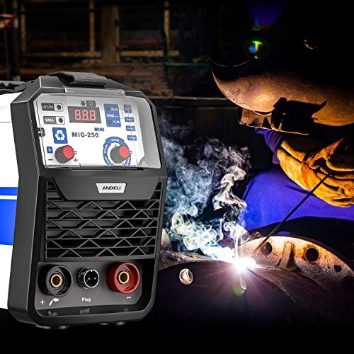 ANDELI MIG Welder 120Apm, MIG Welder Flux MIG/Lift Tig/Stick 3-in-1 Multiprocess Welder MIG Welding Without Gas Flux Welding MIG-250ME (Iron Shell Suit)