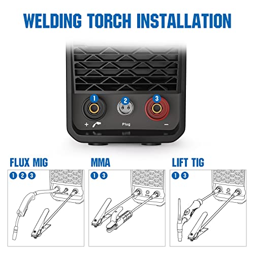 ANDELI MIG Welder 120Apm, MIG Welder Flux MIG/Lift Tig/Stick 3-in-1 Multiprocess Welder MIG Welding Without Gas Flux Welding MIG-250ME (Iron Shell Suit)