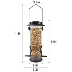 MIXXIDEA Wild Bird Feeders for Outdoors Hanging 2 Pack Stainless Steel Tube Bird Feeder Squirrel Proof, Finch Feeder for Garden Backyard Decoration Attractive Metal Thistle Feeder (Coffee)