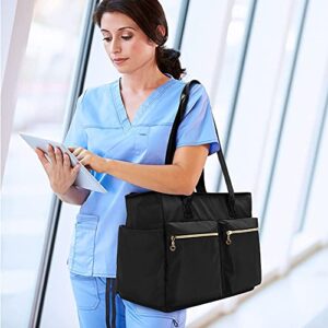 Damero Nurse Bag for Work Supplies, Medical Bags with Laptop Sleeve for Home Care Nurse, Medical Students and More, Black