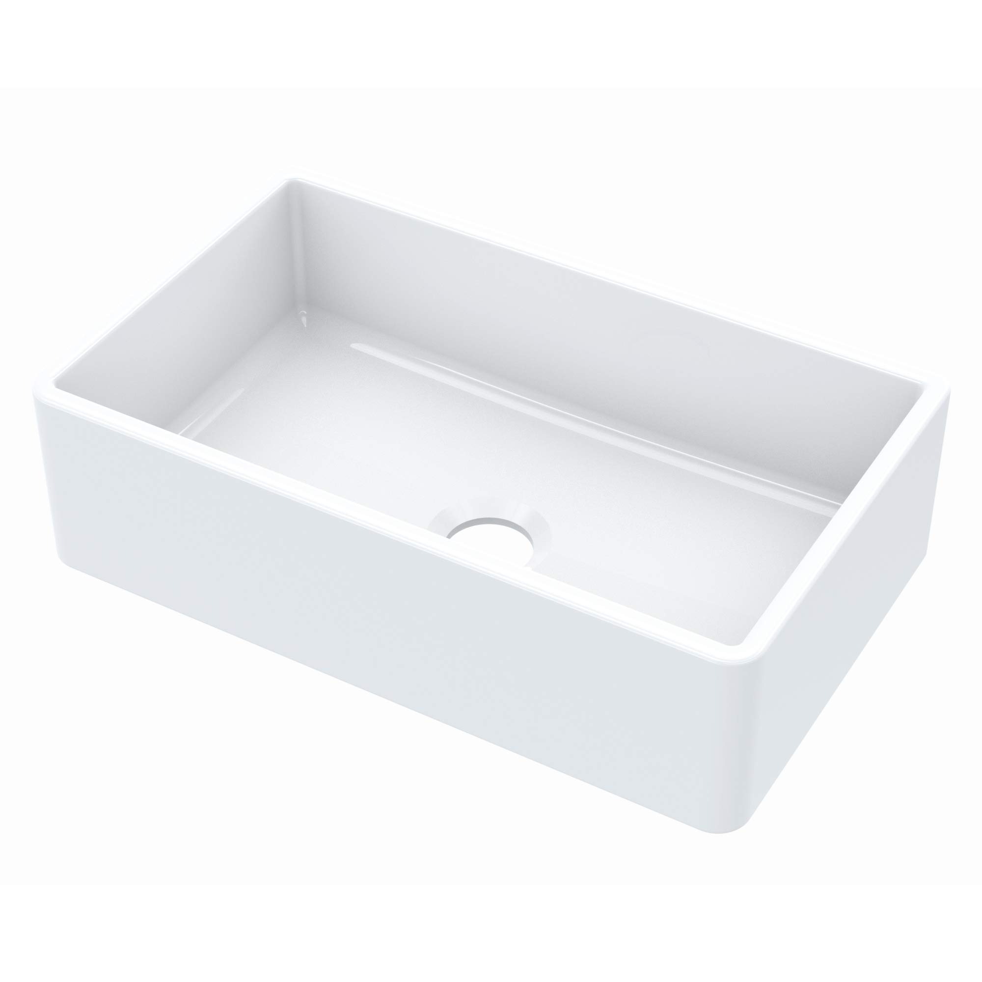 Sinkology K808-B60 Turner Farmhouse/Apron-Front 30 in. Single Bowl Fireclay Kitchen Sink with Strainer Drain, 30 inch, Crisp White