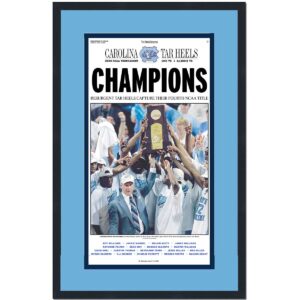 framed news & observer unc north carolina tarheels 2005 ncaa national champions 17x27 newspaper cover photo professionally matted