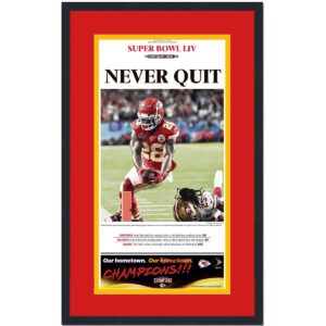 framed kansas city star chiefs never quit super bowl liv 54 champions 17x27 football newspaper cover photo professionally matted