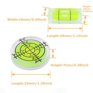 8Pcs Small Bubble Spirit Level Mini Square Levels Measuring Tools for Balancing Frame, Mural, Picture Hanging, Turntable, Tripod, Camera, Phonograph, 10x10x29mm, 32x7mm (Set A)