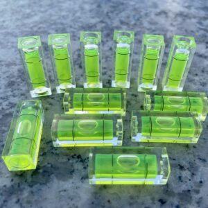 8Pcs Small Bubble Spirit Level Mini Square Levels Measuring Tools for Balancing Frame, Mural, Picture Hanging, Turntable, Tripod, Camera, Phonograph, 10x10x29mm, 32x7mm (Set A)