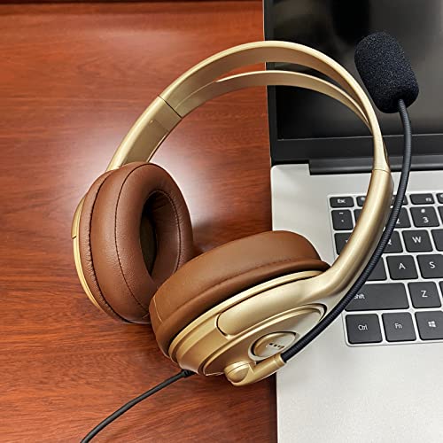 PC Headset with Microphone Noise Canceling for Office Computer Mac, Over Ear USB Headset for Call Center Business Meeting Skype Chat Team Zoom Cisco Jabber, Pro Mic for Dragon Nuance Voice Recognition