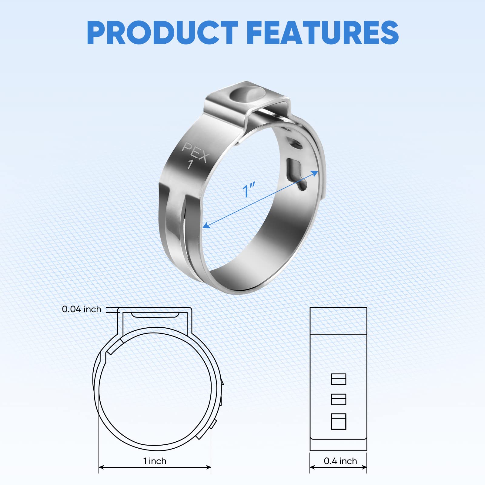 TICONN PEX Clinch Clamps Crimping Tool for 304 Stainless Steel PEX Clamp Rings, PEX Pipe Tubing Connection (Tool only)