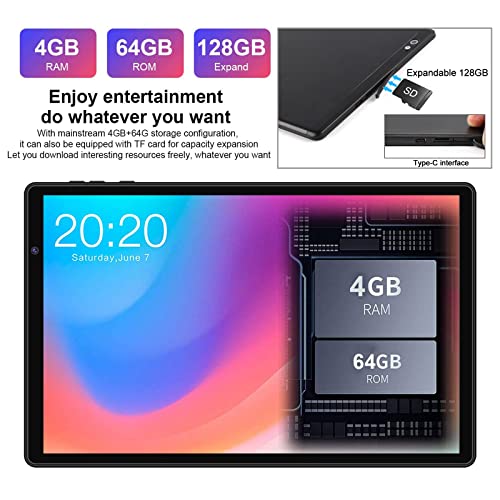 FACETEL Tablet 10 inch Android Tablet with Keyboard 2 in 1 Tablet 4GB RAM 64GB ROM TF 128 GB, 8000mAh, FHD, Dual Camera, WiFi Bluetooth Tablet with Mouse, Black