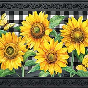 Briarwood Lane Checkered Sunflowers Summer Doormat Everyday Floral Indoor Outdoor 30" x 18"