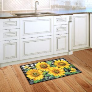 Briarwood Lane Checkered Sunflowers Summer Doormat Everyday Floral Indoor Outdoor 30" x 18"