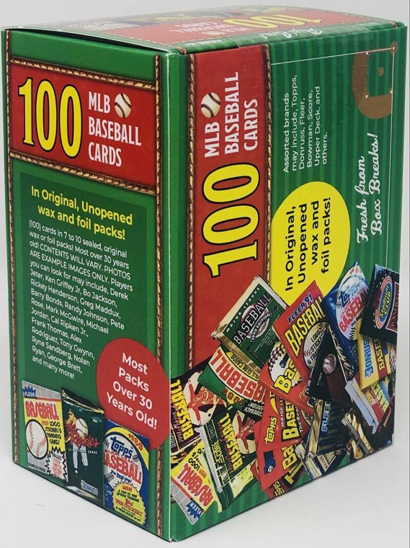 Superior Sports Investments LLC 100 MLB Baseball Cards in Original Unopened Wax and Foil Packs Blaster Box Look for Hall-of-Famers Such As Cal Ripken, Ken Griffey Jr, Nolan Ryan, Frank Thomas, Don Mattingly, Wade Boggs, George Brett & Tony Gwynn.