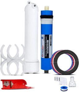 liquagen - 300 gpd water saver upgrade kit - aquarium reef/reverse osmosis membrane + full membrane housing kit | ro water purification replacement filter kit for under sink or countertop use