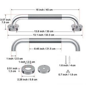 16 Inch Anti-Slip Shower Grab Bar, iMomwee Chrome Stainless Steel Bathroom Grab Bar Handle with Textured Grip, Shower Balance Bar, Safety Hand Rail Support, Handicap Elderly Senior Assist Bath Handle