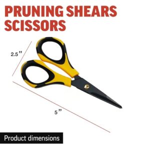 Piranha Pruner Bonsai Small Scissors, Shears Gardening Tools, Tree Cutter Trimmers, Fluorine Coated Blade, Yellow and Black