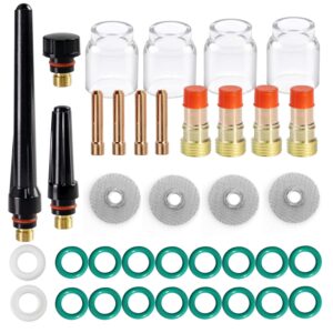 tianlylin 37pcs tig gas lens collet body & #12 pyrex cup kit db sr wp 17 18 26 tig welding torch