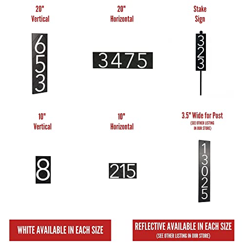 Discovered Designs – 20” Custom Address Number Sign - Black or White – Vertical or Horizontal – Made in USA (Black 20 inch Vertical)