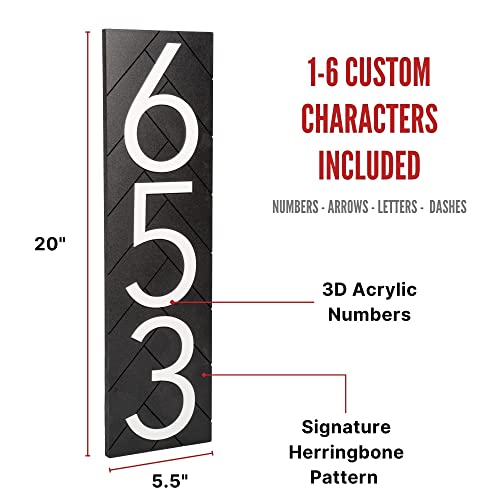 Discovered Designs – 20” Custom Address Number Sign - Black or White – Vertical or Horizontal – Made in USA (Black 20 inch Vertical)