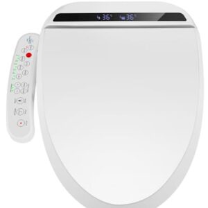 YOURLITE Bidet Toilet Seat Electric Warm Water Bidet with Warm Air Drying, Heated Seat Bidet with Self-cleaning Nozzle Temperature Adjustable White Toilet Seat