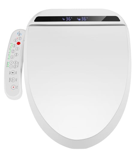 YOURLITE Bidet Toilet Seat Electric Warm Water Bidet with Warm Air Drying, Heated Seat Bidet with Self-cleaning Nozzle Temperature Adjustable White Toilet Seat