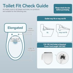 YOURLITE Bidet Toilet Seat Electric Warm Water Bidet with Warm Air Drying, Heated Seat Bidet with Self-cleaning Nozzle Temperature Adjustable White Toilet Seat