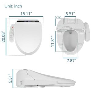 YOURLITE Bidet Toilet Seat Electric Warm Water Bidet with Warm Air Drying, Heated Seat Bidet with Self-cleaning Nozzle Temperature Adjustable White Toilet Seat