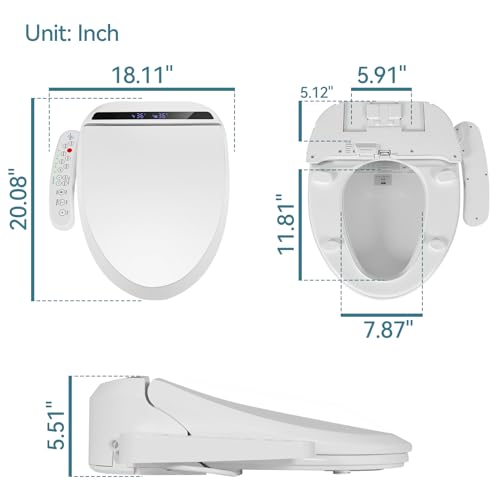 YOURLITE Bidet Toilet Seat Electric Warm Water Bidet with Warm Air Drying, Heated Seat Bidet with Self-cleaning Nozzle Temperature Adjustable White Toilet Seat