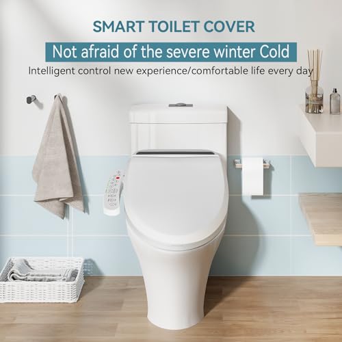 YOURLITE Bidet Toilet Seat Electric Warm Water Bidet with Warm Air Drying, Heated Seat Bidet with Self-cleaning Nozzle Temperature Adjustable White Toilet Seat