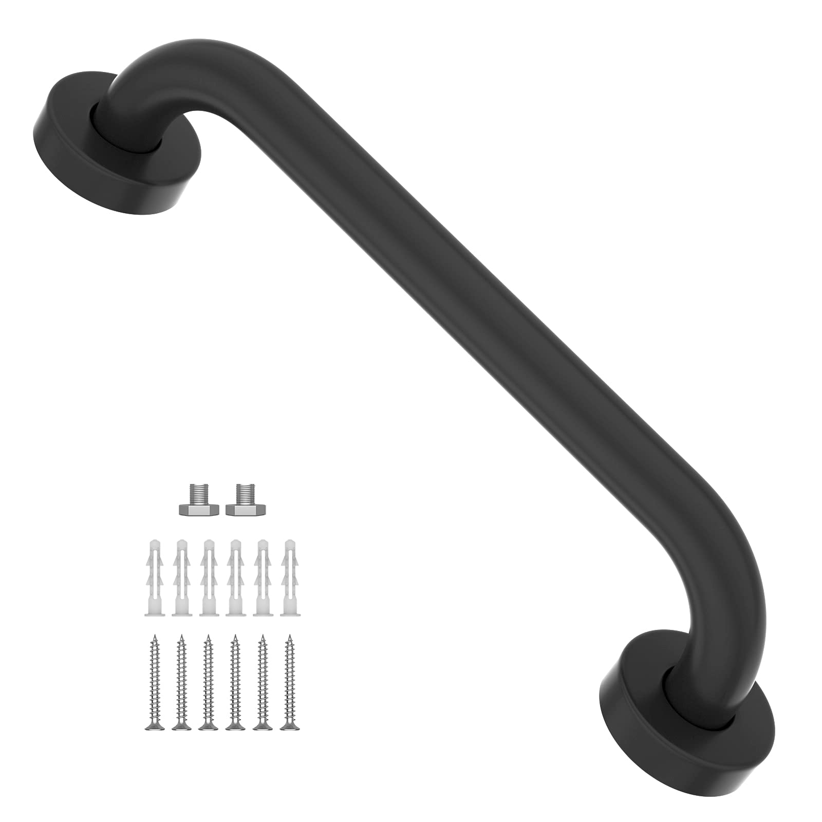 Matte Black Shower Grab Bar 12 Inch-1" Diameter, iMomwee Stainless Steel Small Safety Bars Bathroom Balance Support Bar, Assist Handle Wall Handrail Mobility Aids for Handicap Elderly Senior Disabled