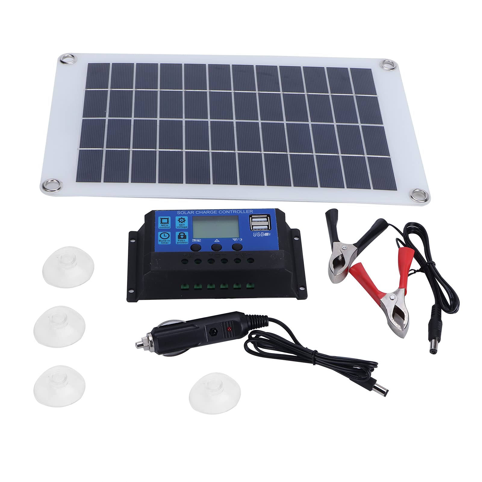 Solar Panel Kit, Panel Solar, RV Solar Panel Kit 10W 18V Polysilicon Photovoltaic Module with Solar Charge Controller for RV Motorcycle Car Automotive Boat