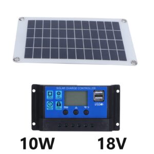 Solar Panel Kit, Panel Solar, RV Solar Panel Kit 10W 18V Polysilicon Photovoltaic Module with Solar Charge Controller for RV Motorcycle Car Automotive Boat