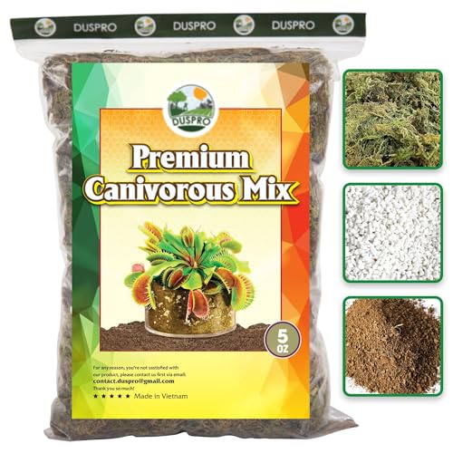 DUSPRO Carnivorous Plant Soil Mix 5oz - Include Forest Moss, Peat Moss, Perlite Potting Mix for Carnivorous Plants, Venus Fly Traps Plants, Pitcher Plant, Butterworts, Sundews - Carnivorous Plant Food