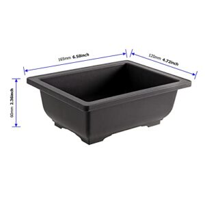 20 Packs 6.5 Inches Bonsai Training Pots, Plastic Bonsai Tree Pots with 20 PCS Trays, Rectangular Bonsai Pots Planters, Black2