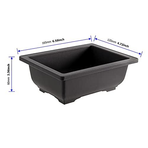 20 Packs 6.5 Inches Bonsai Training Pots, Plastic Bonsai Tree Pots with 20 PCS Trays, Rectangular Bonsai Pots Planters, Black2