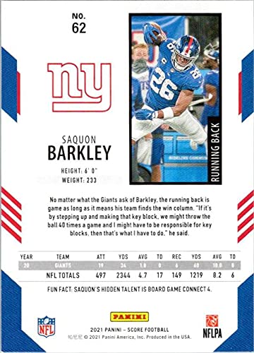 2021 Score #62 Saquon Barkley New York Giants NM-MT NFL Football