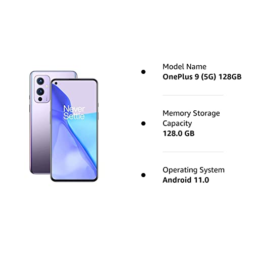 OnePlus 9 5G (128GB, 8GB) 6.55" 120Hz Fluid AMOLED, Snapdragon 888, Global 5G Volte (GSM + CDMA) Factory Unlocked (AT&T, Verizon, T-Mobile, Metro)(Renewed)