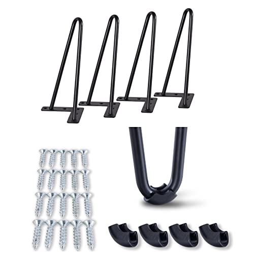 LCSDLHLSY Hairpin Legs 12 Inch,Furniture Legs 12 inch, Metal Home DIY Projects for TV Stand, Sofa, Cabinet, etc with Floor Protectors,Black 4PCS Set