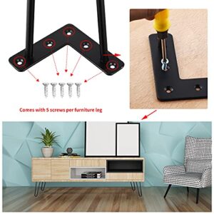 LCSDLHLSY Hairpin Legs 12 Inch,Furniture Legs 12 inch, Metal Home DIY Projects for TV Stand, Sofa, Cabinet, etc with Floor Protectors,Black 4PCS Set