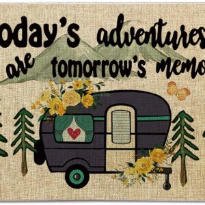 OCCdesign Burlap Camper Doormat, Camping RV Entranc Decorative Door Mat Rug -Today's Adventures